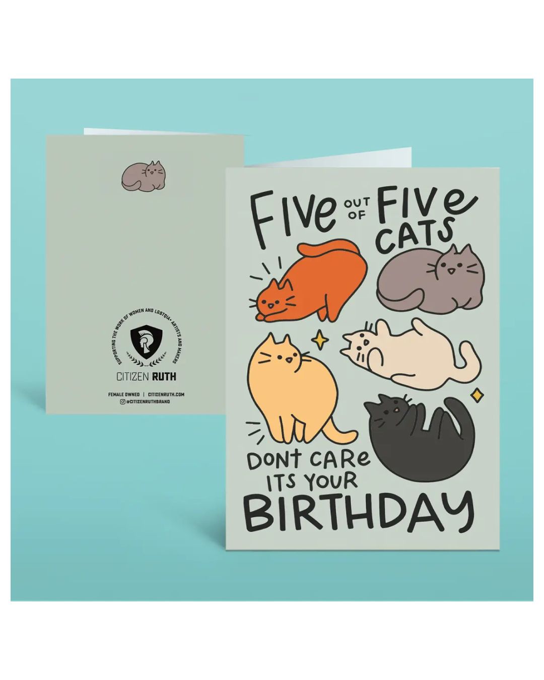 CTR Five Cats Birthday Card – Feliz Modern