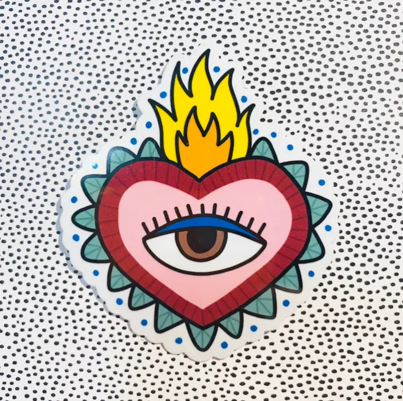 GTST Sacred Heart Yellow Flame Sticker – Feliz Modern